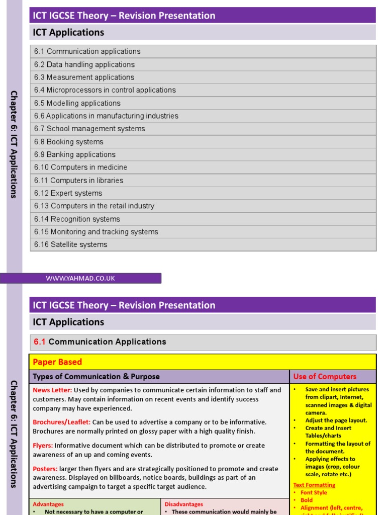 ICT Applications in IGCSE: Chapter 6 Overview | PDF | Computer ...