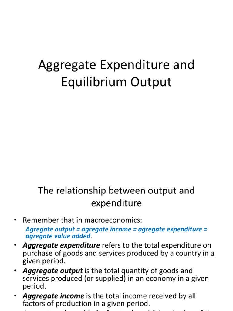 Aggregate Expenditure and Output Equilibrium | PDF | Fiscal Multiplier ...
