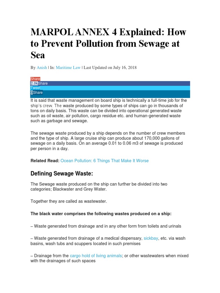 MARPOL ANNEX 4 Explained | PDF | Sewage Treatment | Sewage