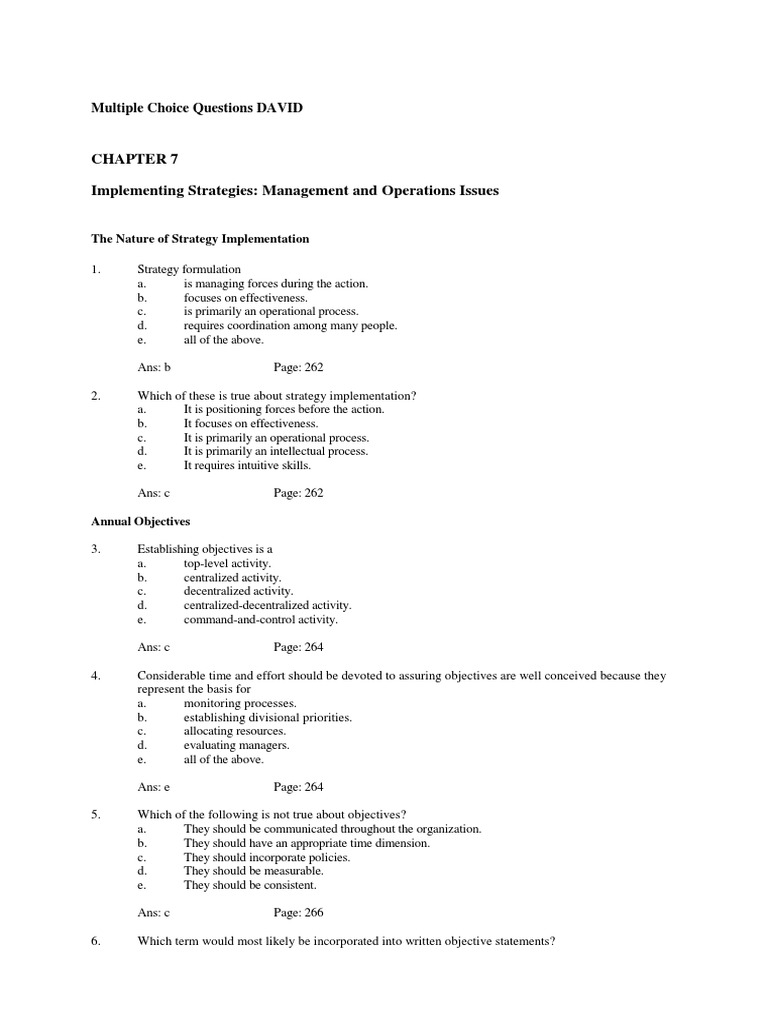David - Chapter 7 - MC | PDF | Organizational Structure | Goal Setting