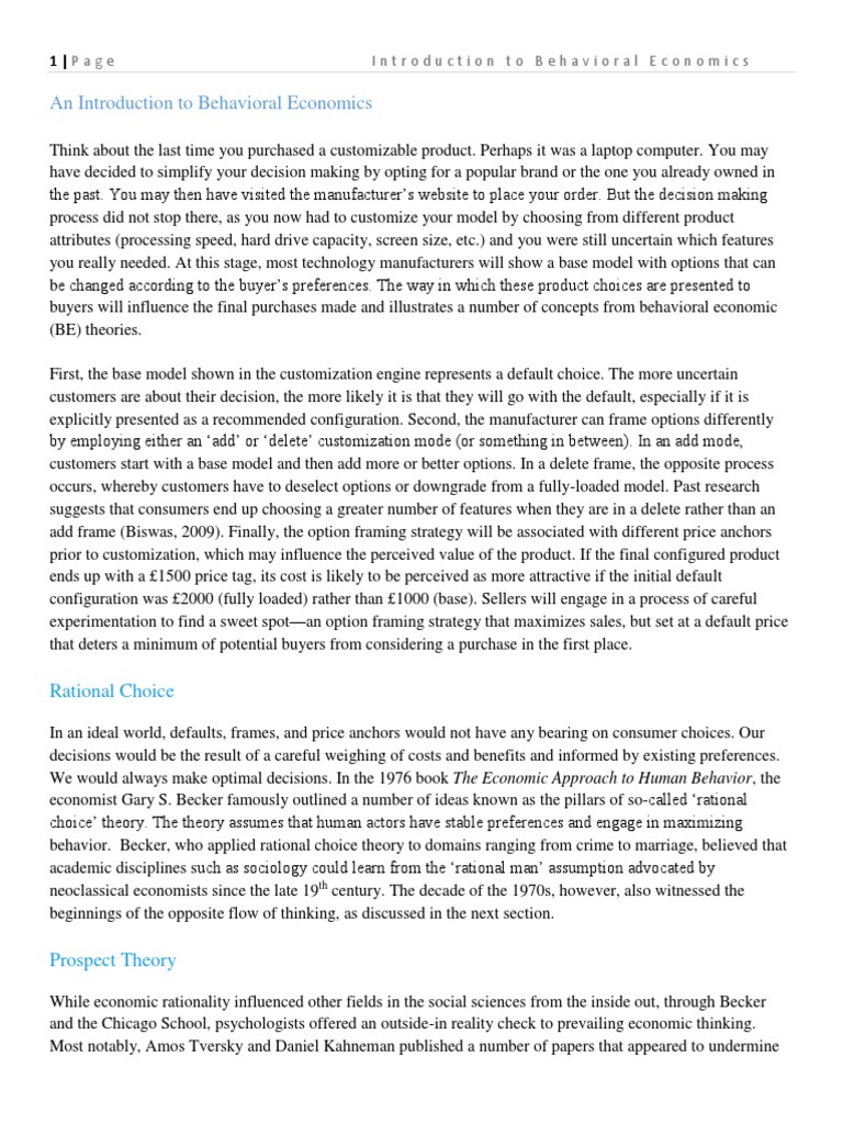 Introduction to Behavioral Economics in 40 Characters | PDF ...