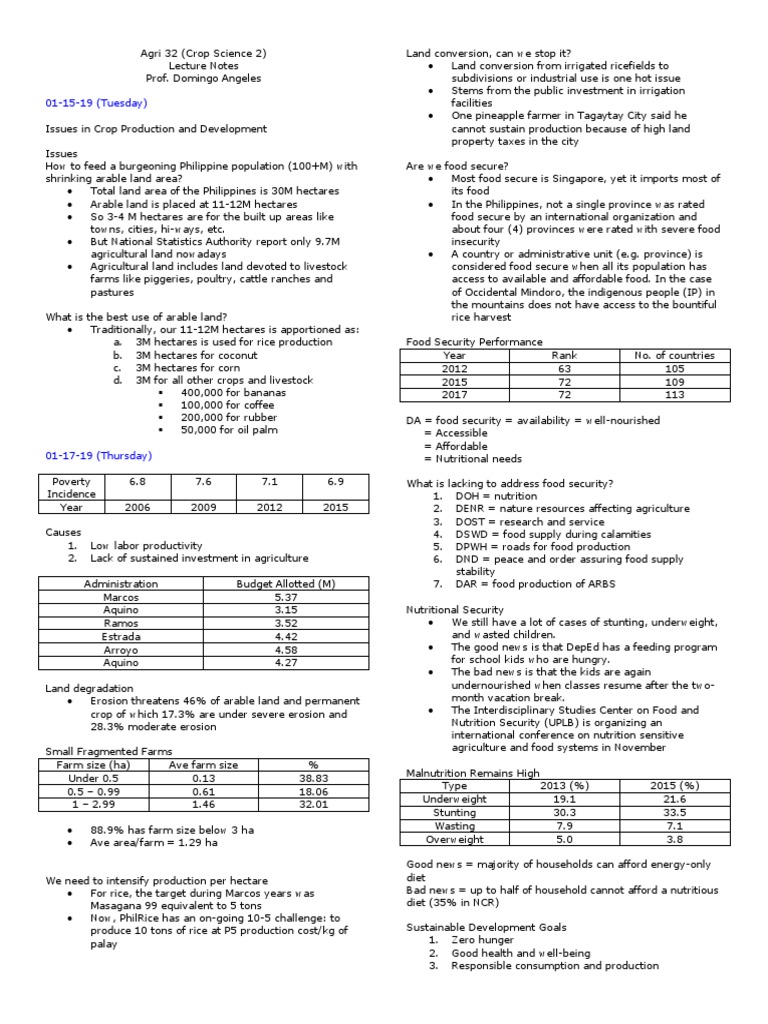 Agri 32 Crop Science 2 Lecture Notes 2 | PDF | Tillage | Seed