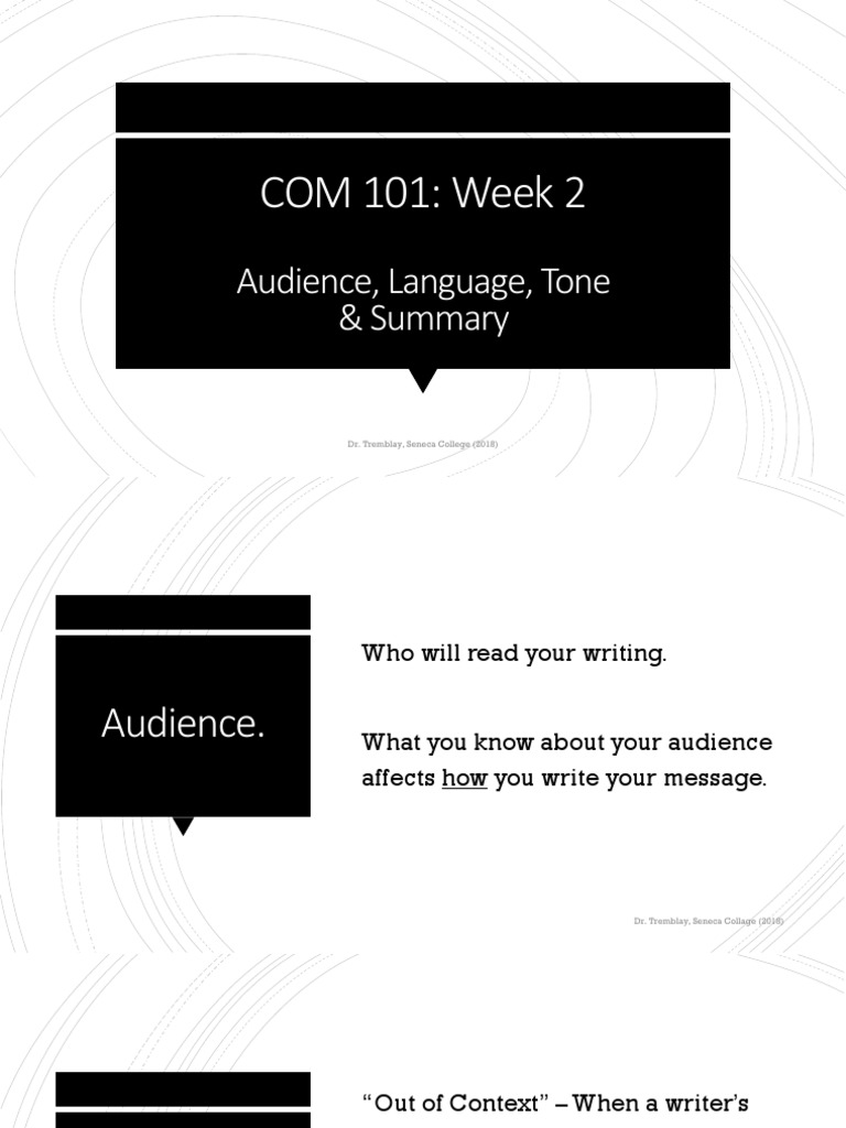 Week 2 - Audience, Language, Tone & Summary Notes | PDF | Steve Jobs ...