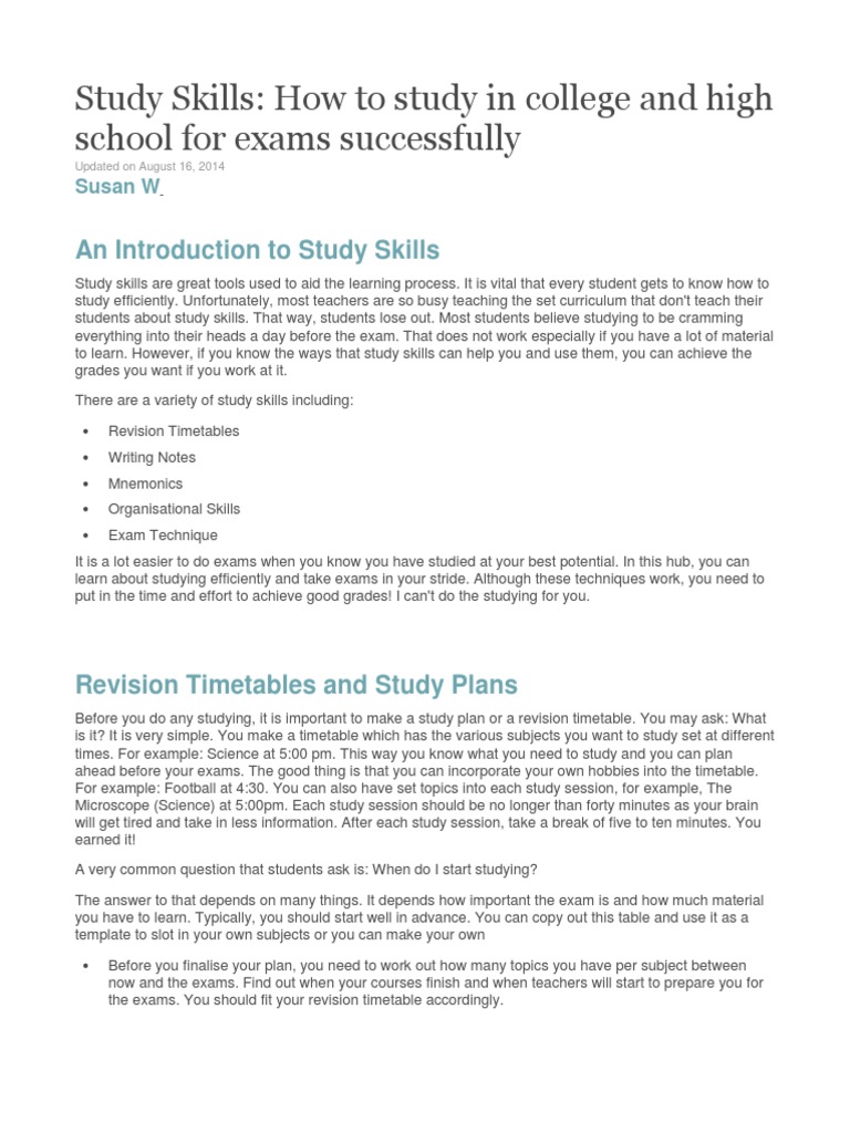 Effective Study Skills for Exam Success | PDF | Study Skills | Test ...