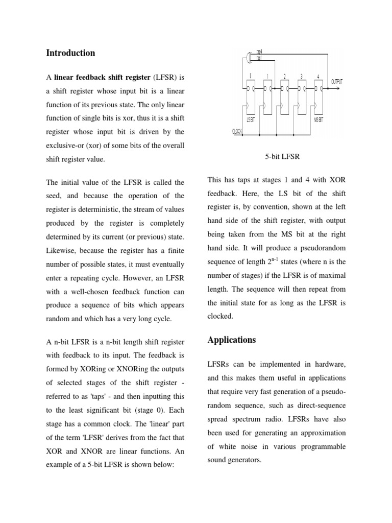 Linear Feedback Shift Register | PDF | Telecommunications Engineering | Telecommunications