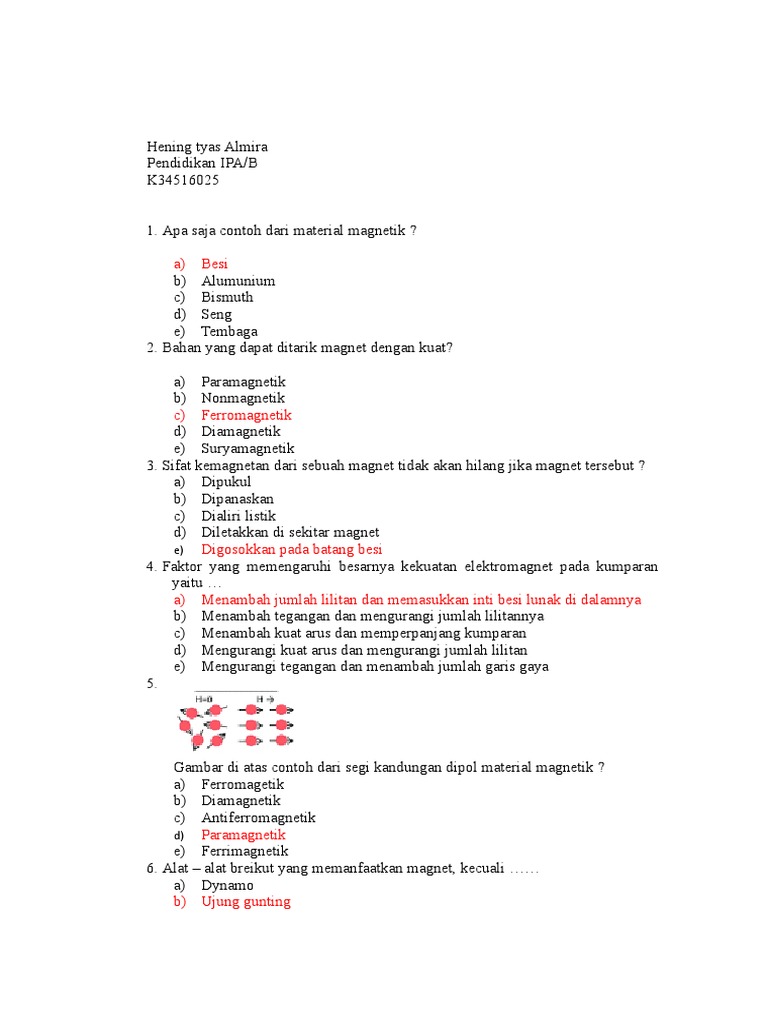 Contoh Soal dan Jawaban Magnet | PDF | Metode & Bahan Ajar | Sains ...