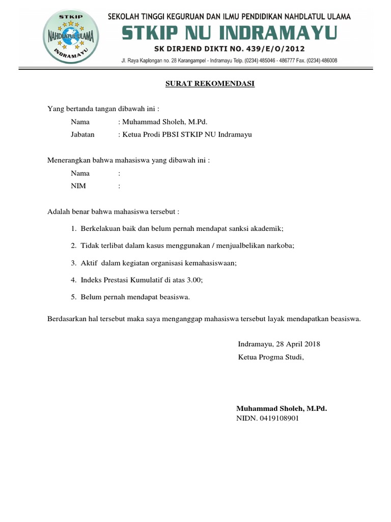 Surat Rekomendasi PBSI | PDF