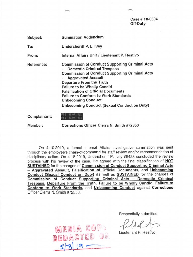 JSO Internal Affairs Report | PDF