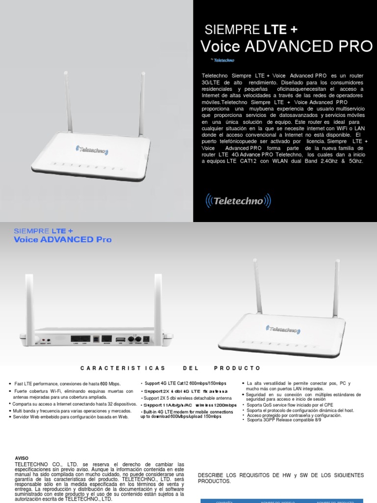 Siempre LTE + Voice Advanced PRO - TT-SLTE-P6-V1 | PDF | Lte ...