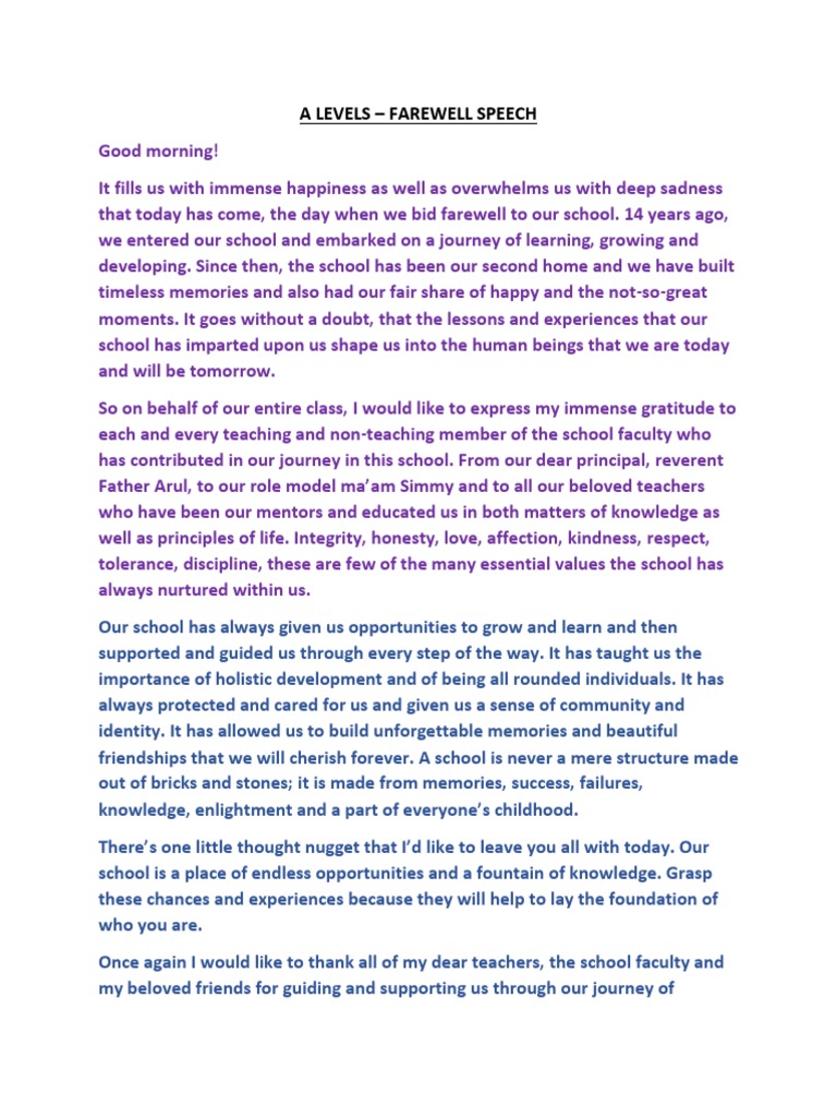 Farewell Speech 2019 | PDF