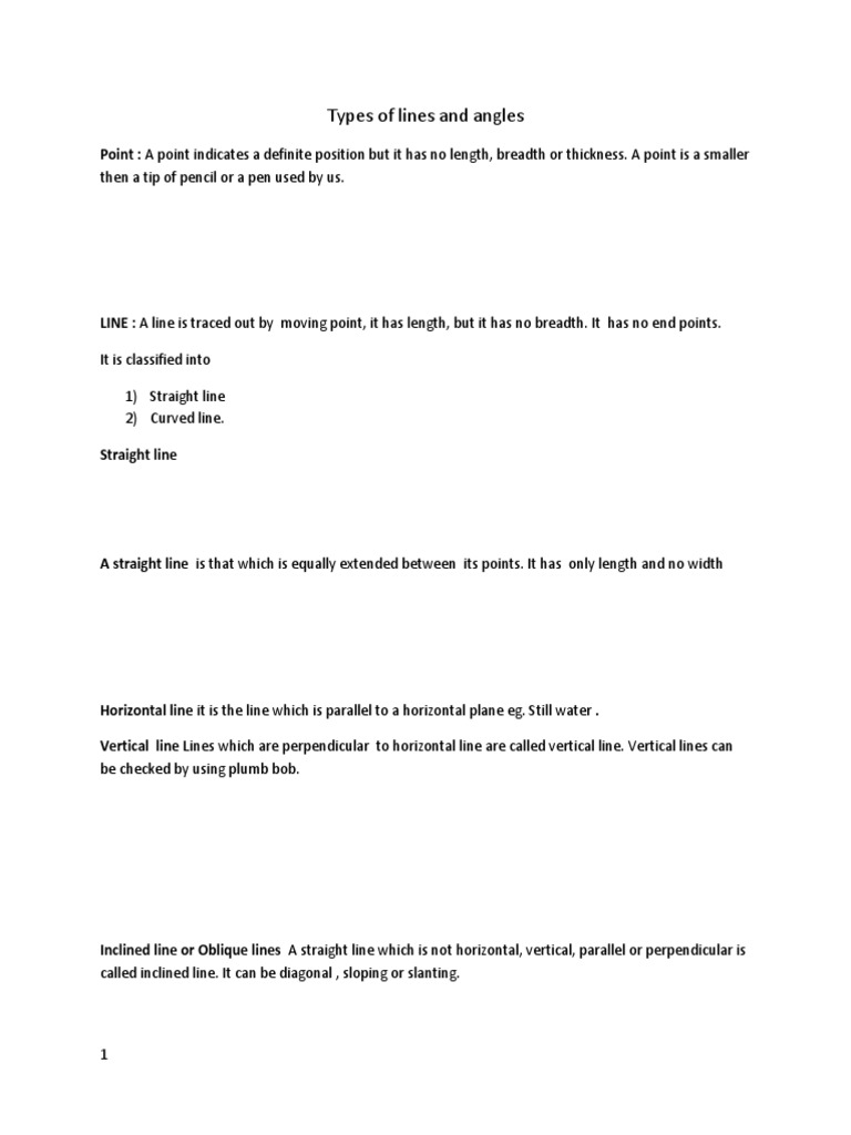 Types of Lines and Angles | PDF | Angle | Line (Geometry)
