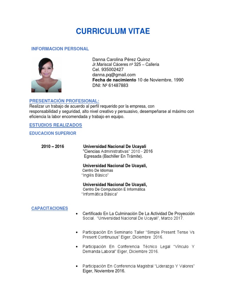 Cv. Danna Perez | PDF | Business