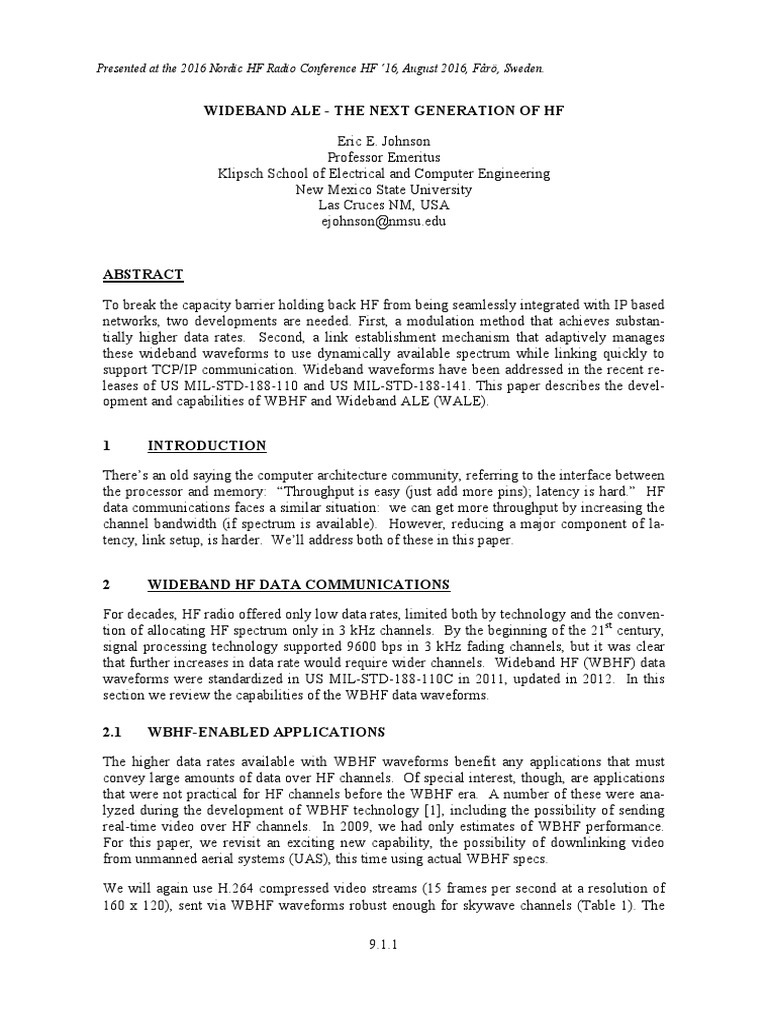 Wideband Ale - The Next Generation of HF | PDF | Radio Spectrum ...