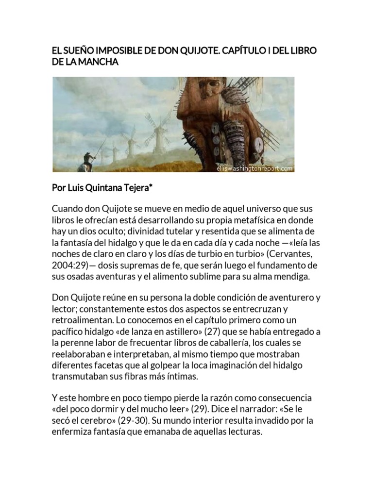 El Sueño Imposible de Don Quijote | PDF | Don Quijote | Novelas