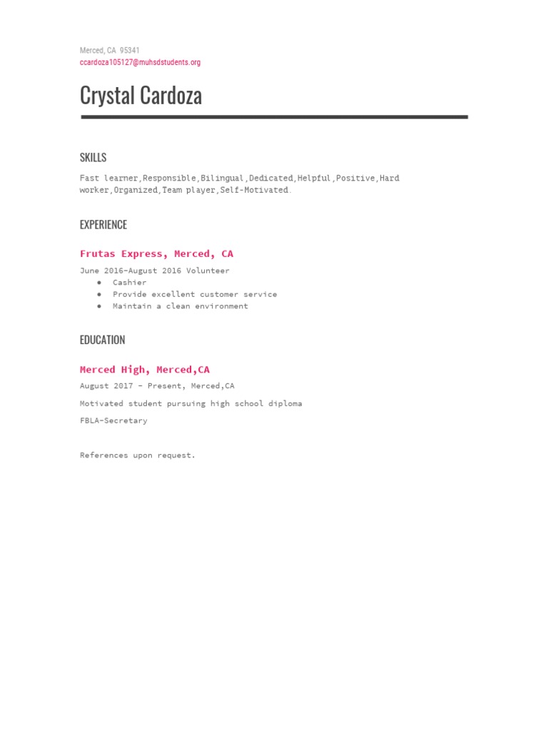 Crystal Cardoza's Resume Overview | PDF | Career & Growth | Self ...
