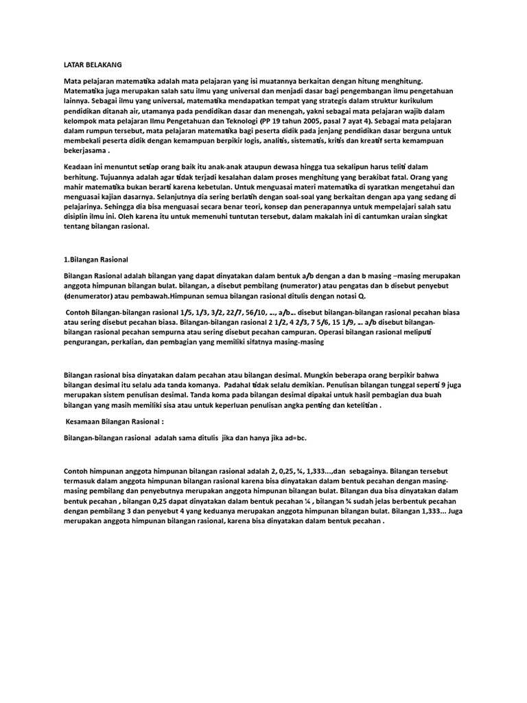 Konsep Bilangan Rasional | PDF