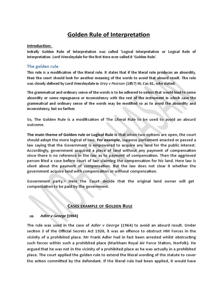 Golden Rule | PDF | Plain Meaning Rule | Ethical Principles