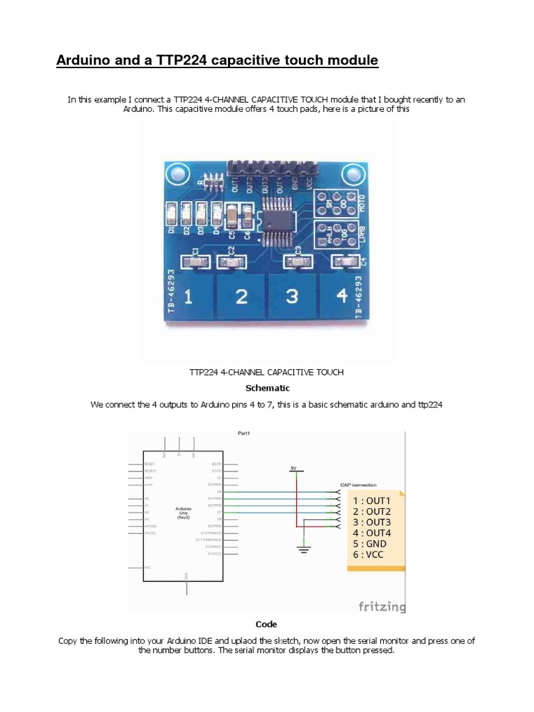 Arduino and A TTP224 Capacitive Touch Module | PDF | Diodo emisor de ...