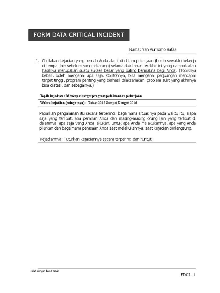Form Data Critical Incident-MRT Jakarta | PDF