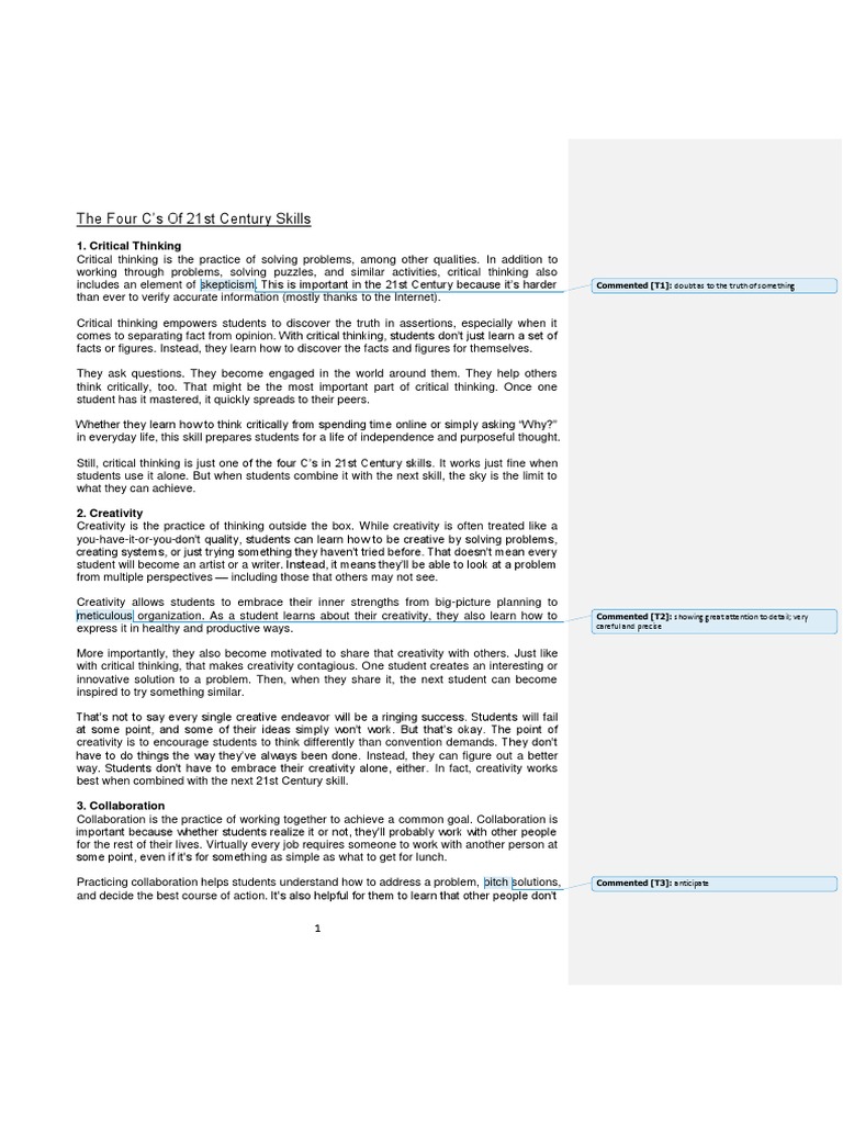 The 4C | PDF | Critical Thinking | Creativity