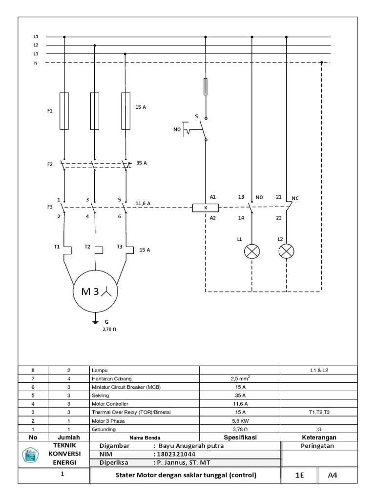 Instalasi Motor Listrik Single Line | PDF