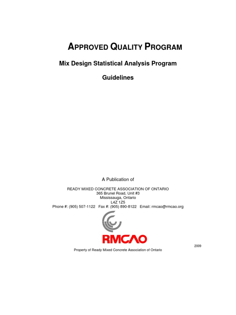 Concrete Mix Design Statistical Guidelines | PDF | Standard Deviation ...