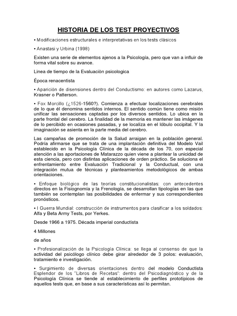 Historia de Los Test Proyectivos | PDF | Inteligencia | Sicología