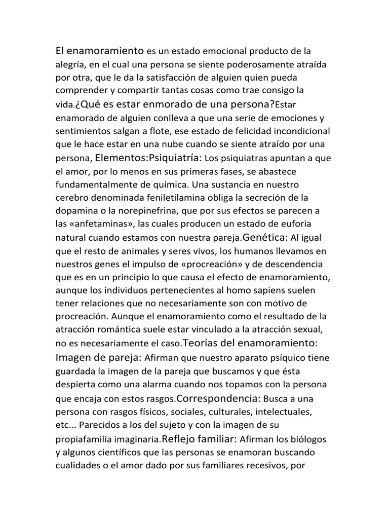 Entendiendo el Enamoramiento: Emociones y Teorías | PDF | Amor ...