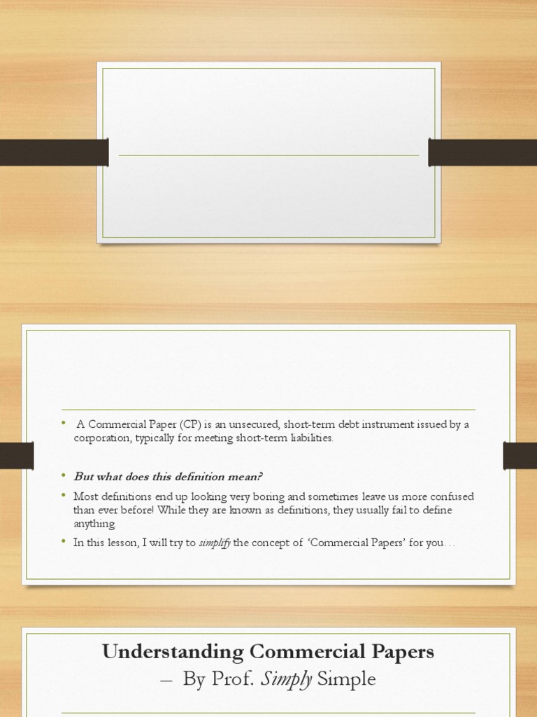 Presentation For Commercial Paper 2019 | PDF | Commercial Paper | Money ...