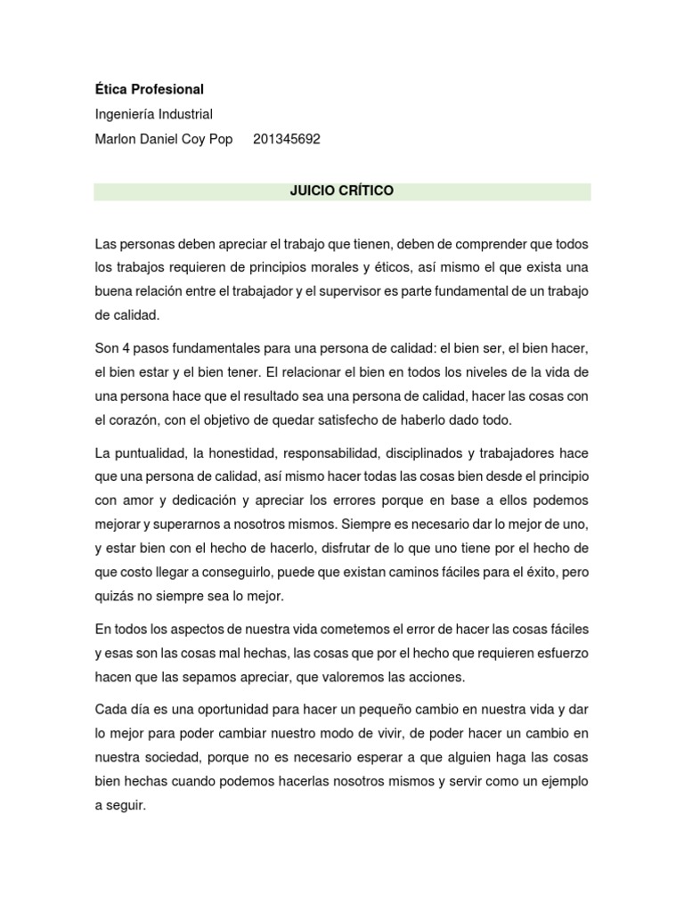 Juicio Crítico | PDF