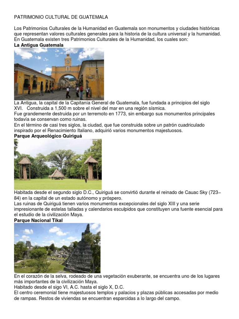 Patrimonio Cultural de Guatemala | PDF