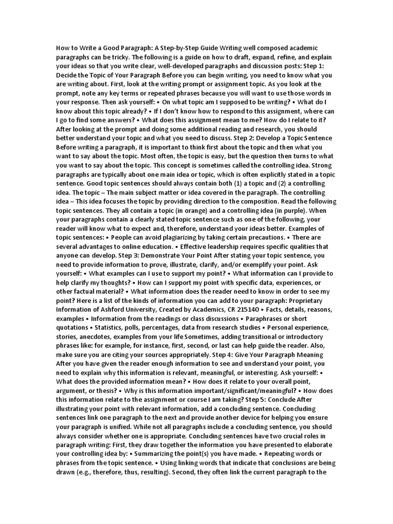 How To Write A Good Paragraph | Download Free PDF | Paragraph ...