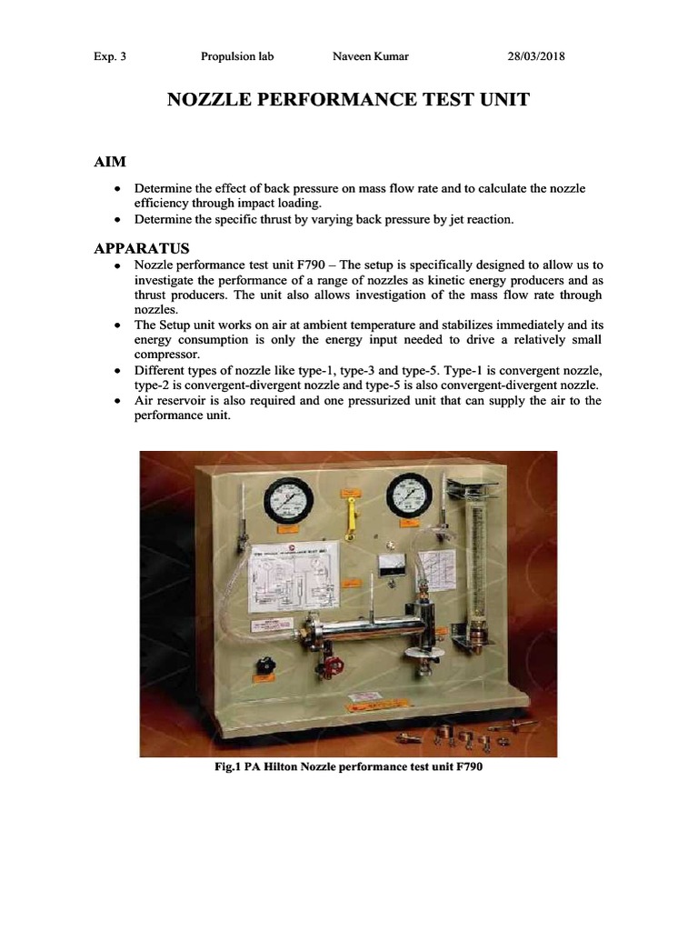Nozzle Performance Test Unitpdf | PDF | Nozzle | Jet Engine