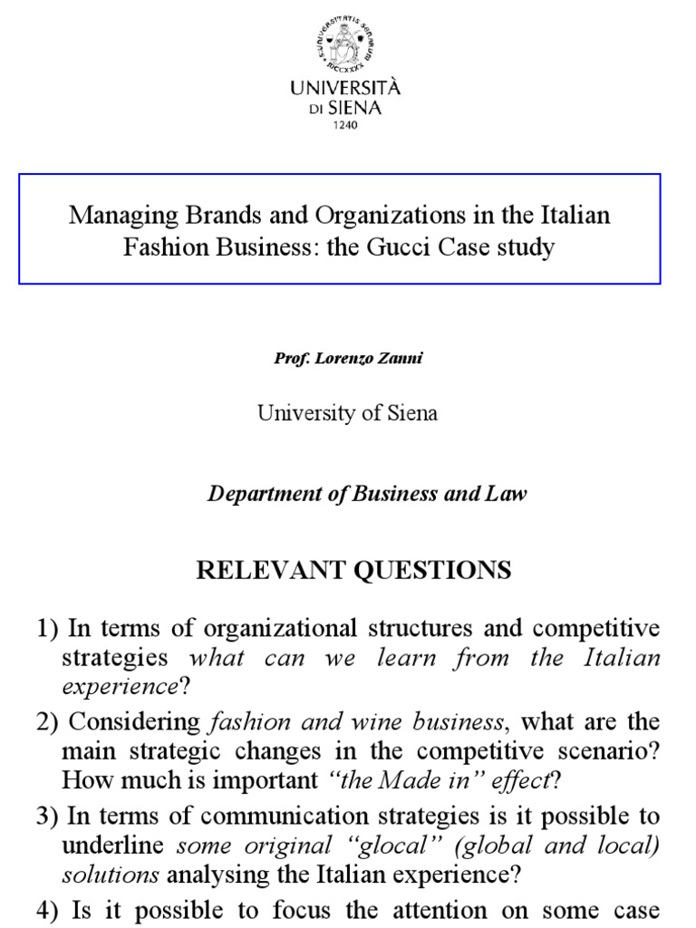 Gucci Case Study: Italian Fashion Insights | PDF | Entrepreneurship | Yarn