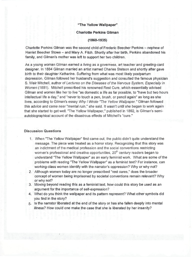 Critical Studies On The Yellow Wallpaper | PDF | The Yellow Wallpaper ...
