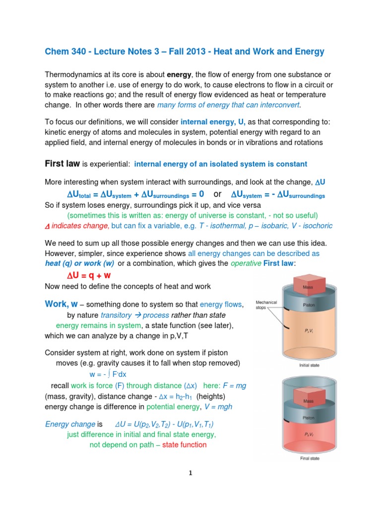 Chem 340 - Notes 3 | PDF | Heat | Continuum Mechanics