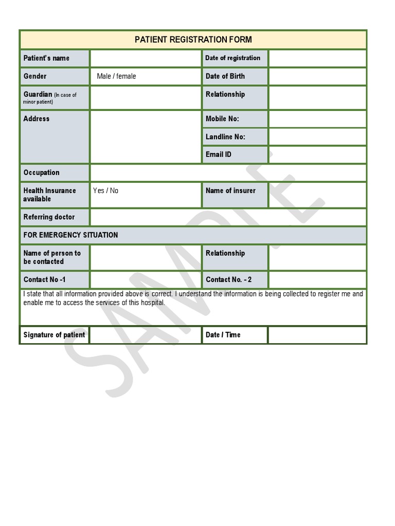 Register Patient Form for Healthcare Services | PDF