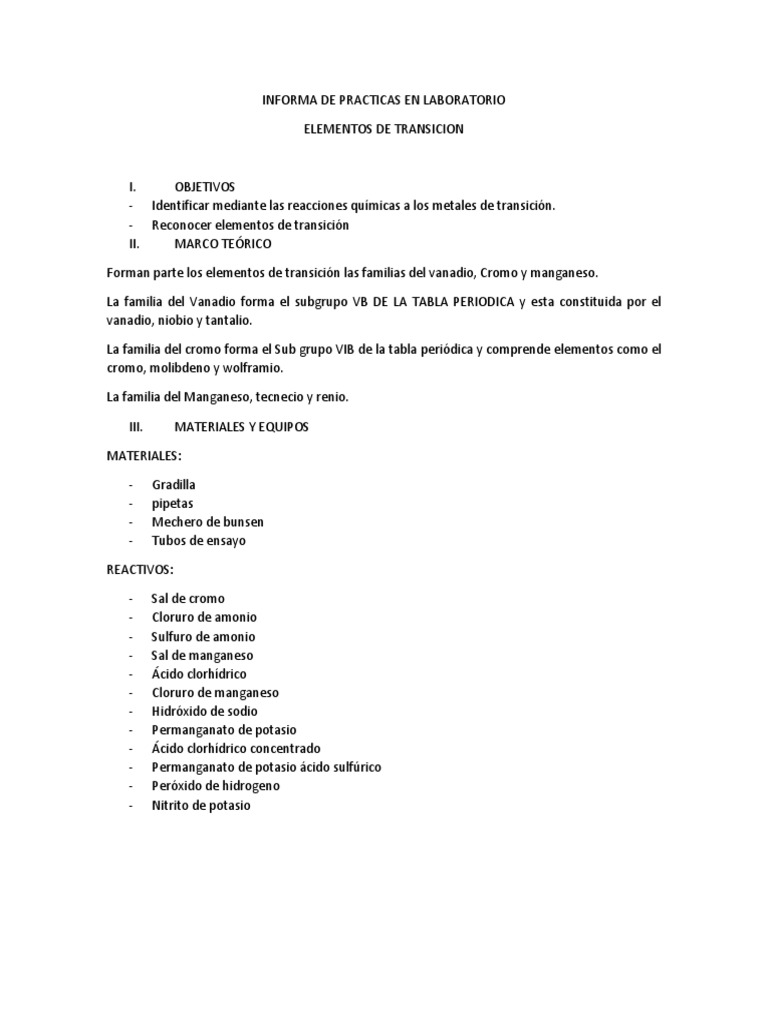 Elementos de Transicion | PDF | Elementos químicos | Metales de transición