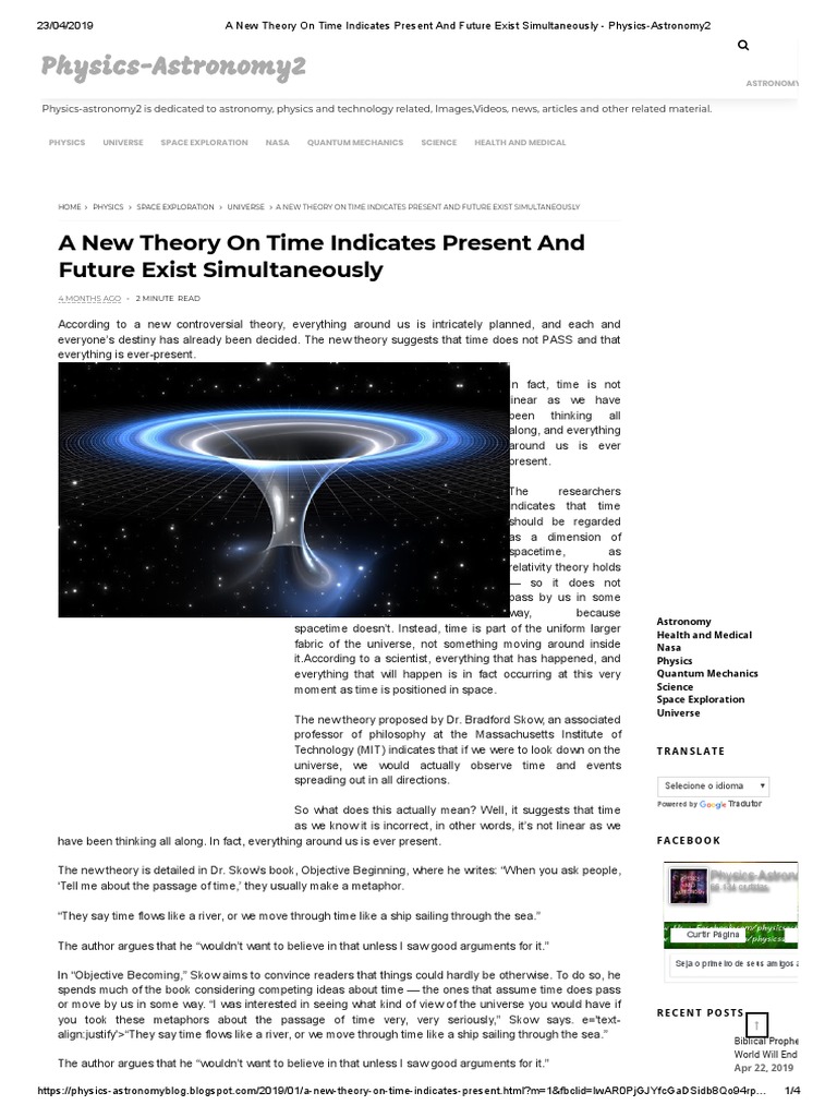 A New Theory On Time Indicates Present and Future Exist Simultaneously ...