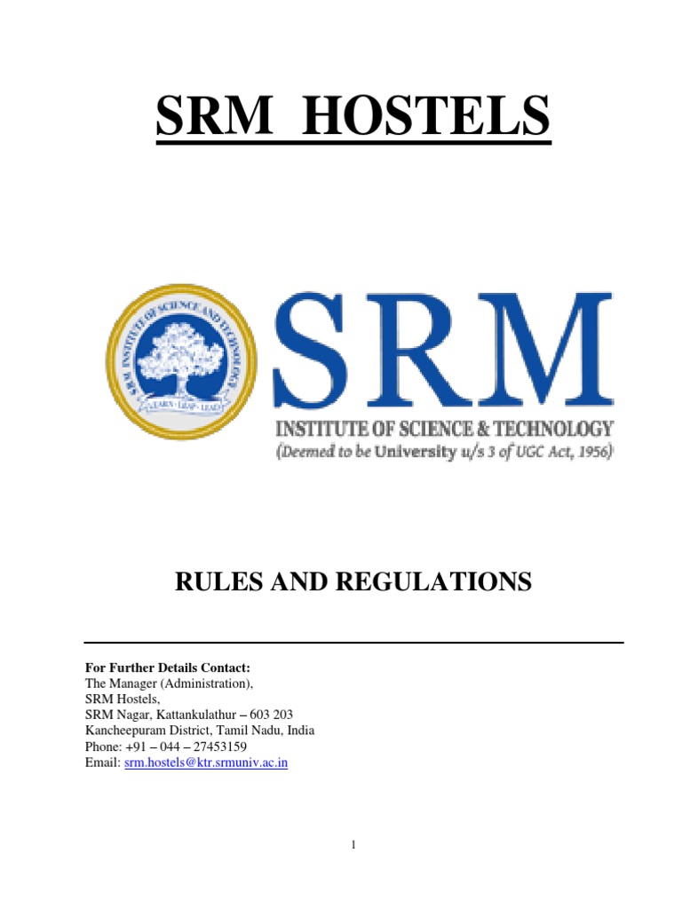 SRM Hostel Rules and Regulations | PDF | Hostel | Identity Document