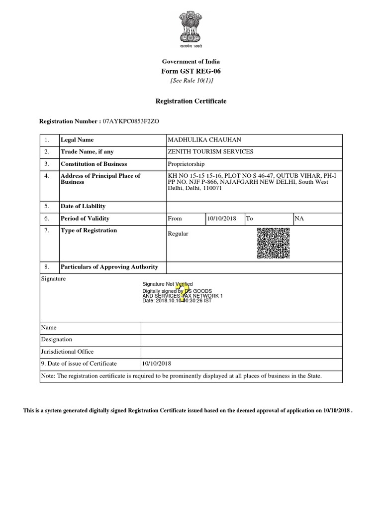 Form GST REG-06: Government of India | PDF | Sole Proprietorship | Taxes