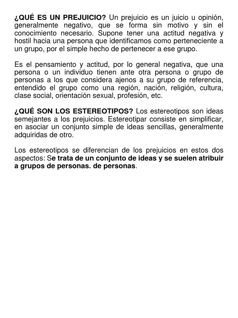 Qué Es Un Prejuicio | PDF