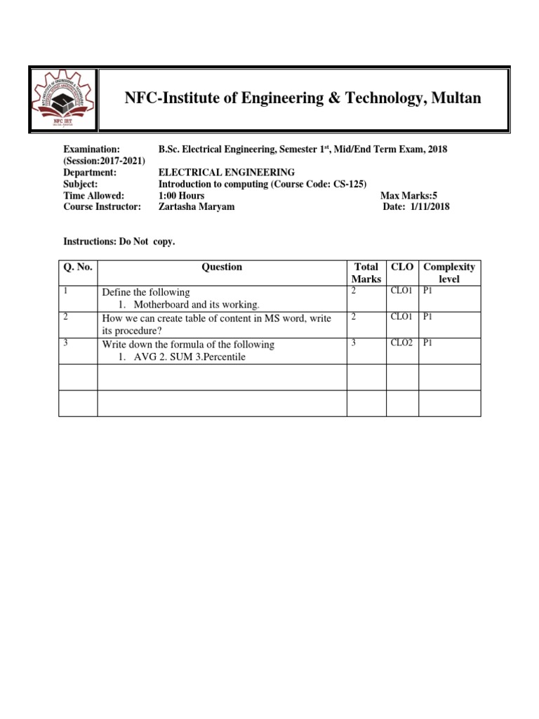 Itc Lab Paper | PDF