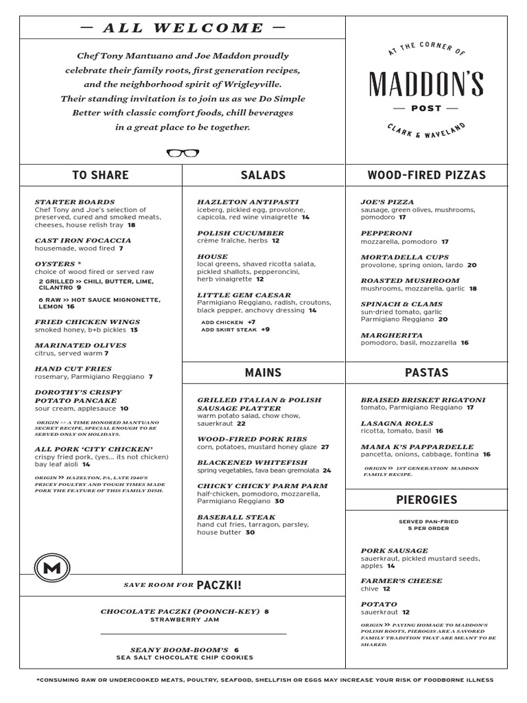 Maddon's Post All Day Menu | PDF | Salad | Pizza