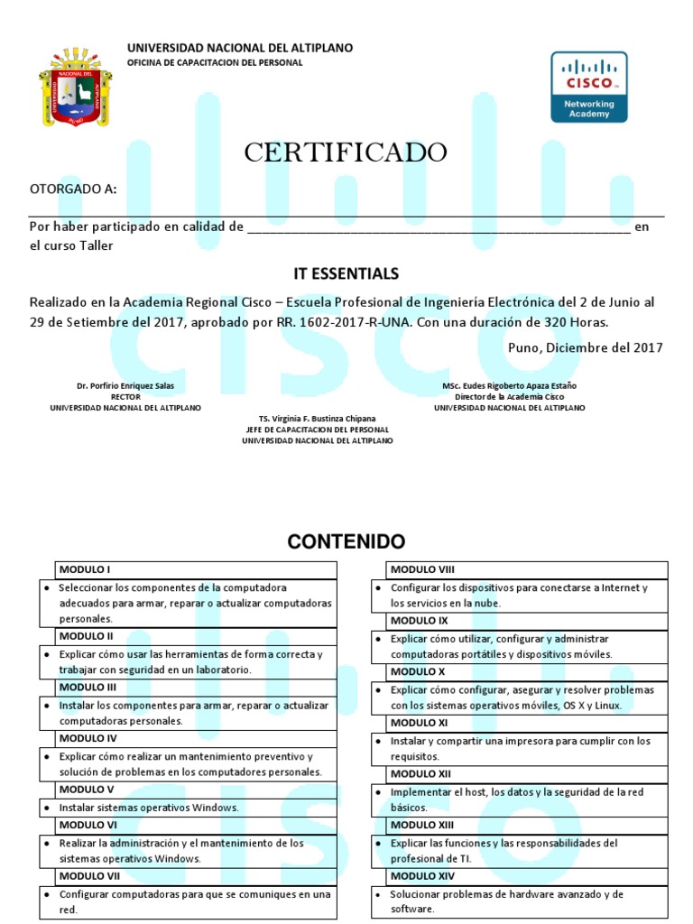 Certificado-Cisco-IT-Essentials-UNAP.docx | Sistema operativo ...