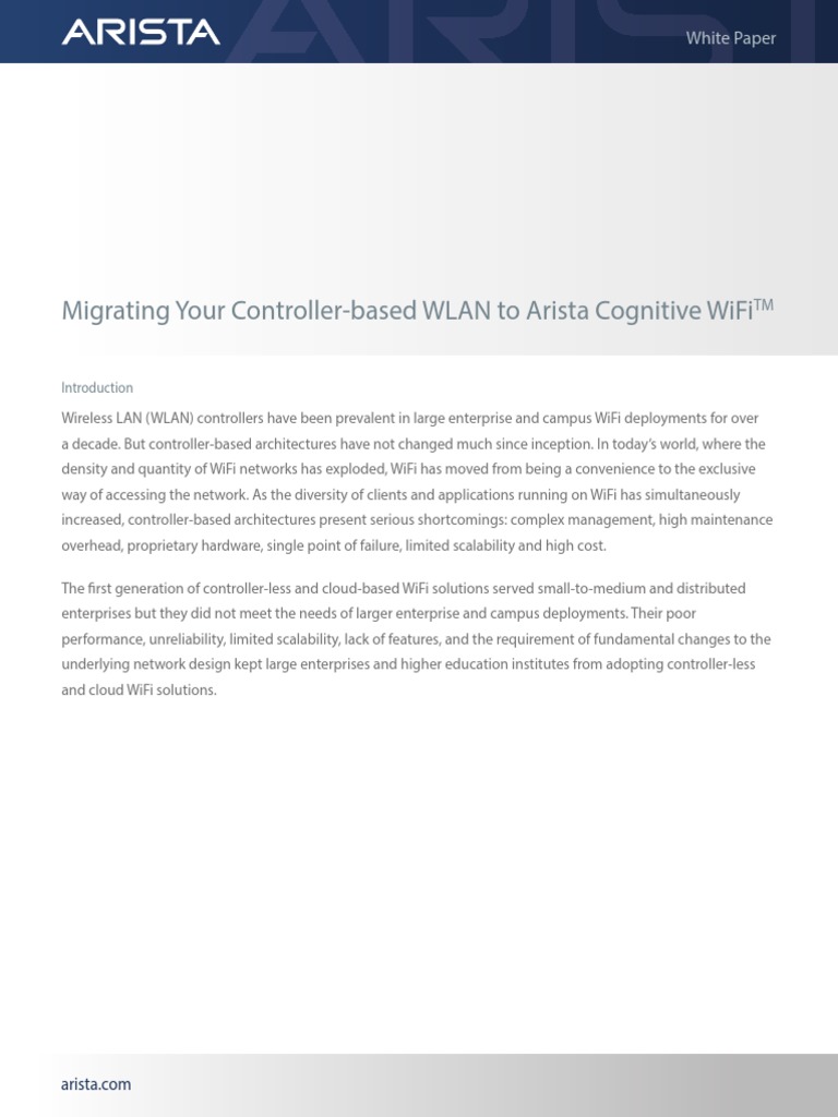 Arista Migrating Your Controller Whitepaper | PDF | Wi Fi | Wireless Lan