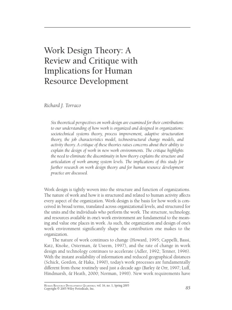 Work Design Theory A PDF | PDF | Design | Telecommuting