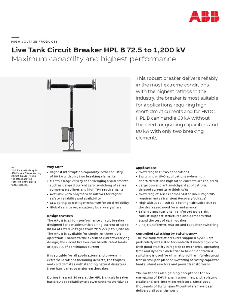 Abb Flyer LTCB HPL B 72.5-1200kv 3 HR | PDF | Electric Power ...