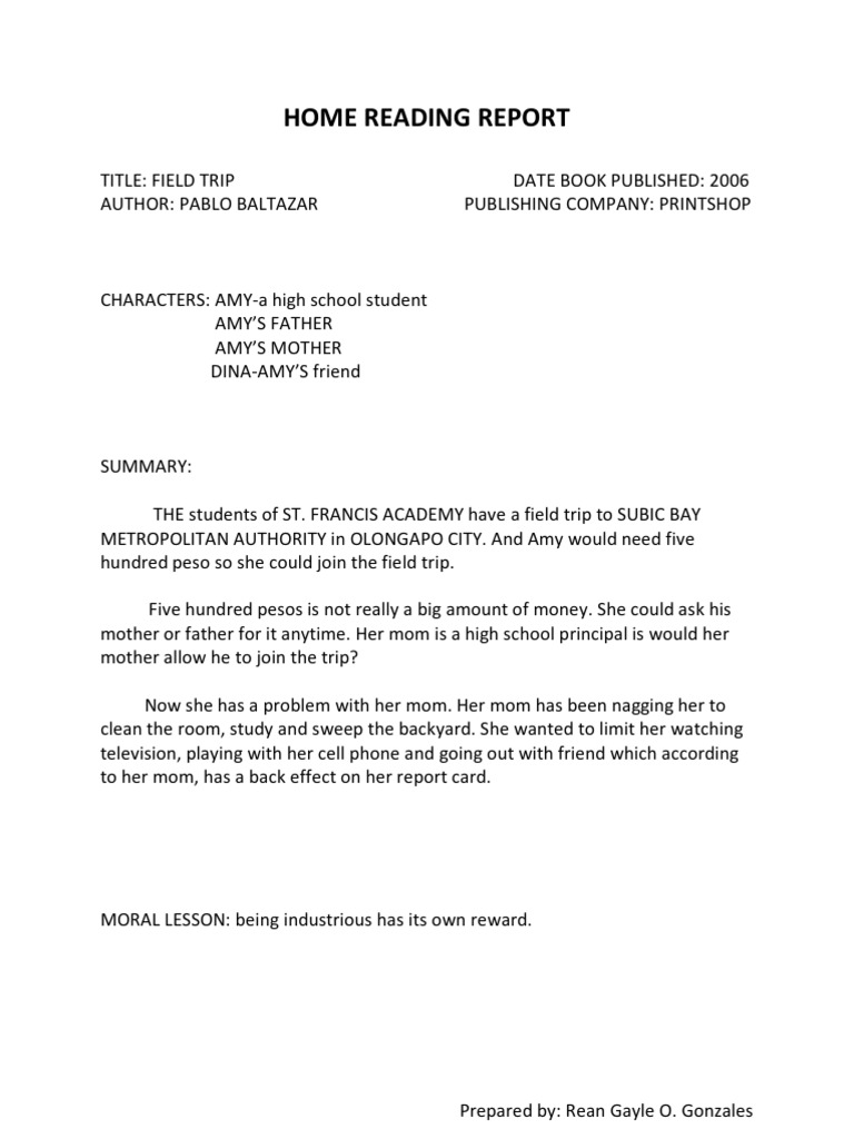 home-reading-report