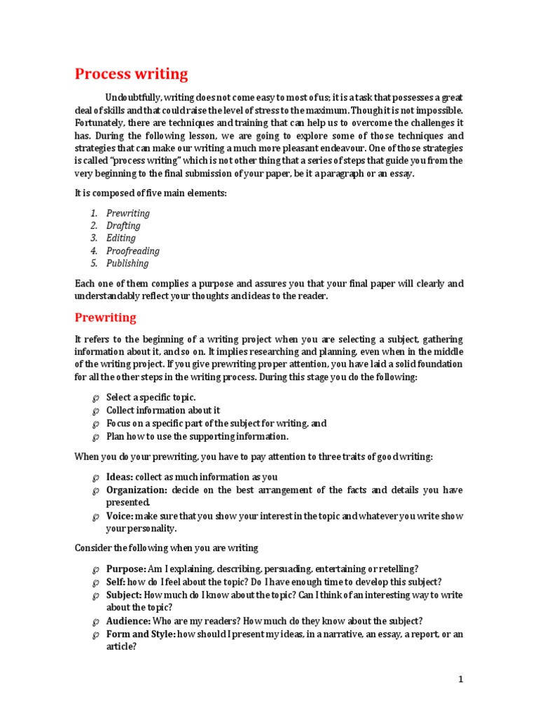 Process Writing | PDF | Proofreading | Idea